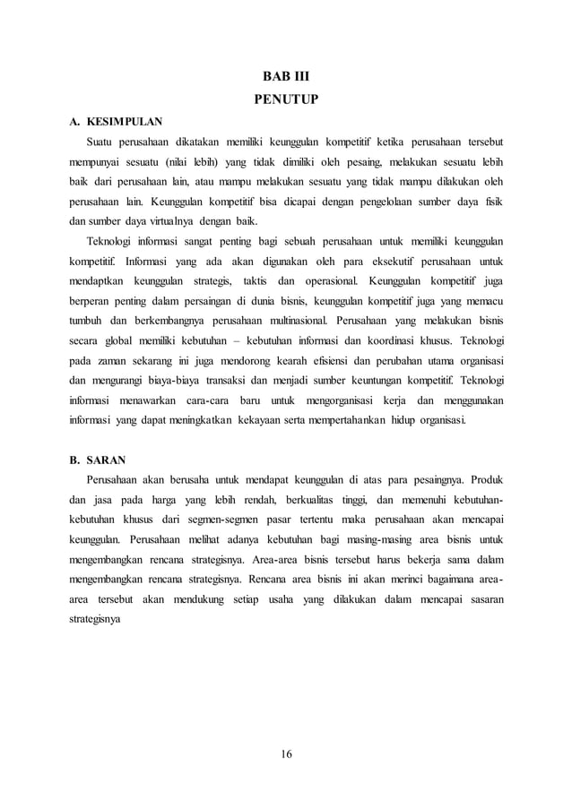 Sistem informasi untuk keunggulan kompetitif | PDF