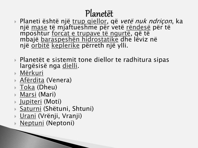 Sistemi ynë diellor | PPTX