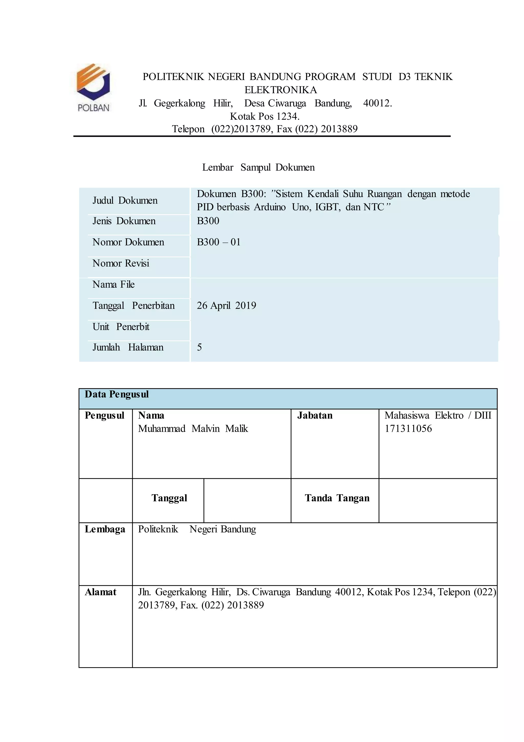 Sistem kendali suhu ruangan dengan metode pid berbasis arduino uno ...