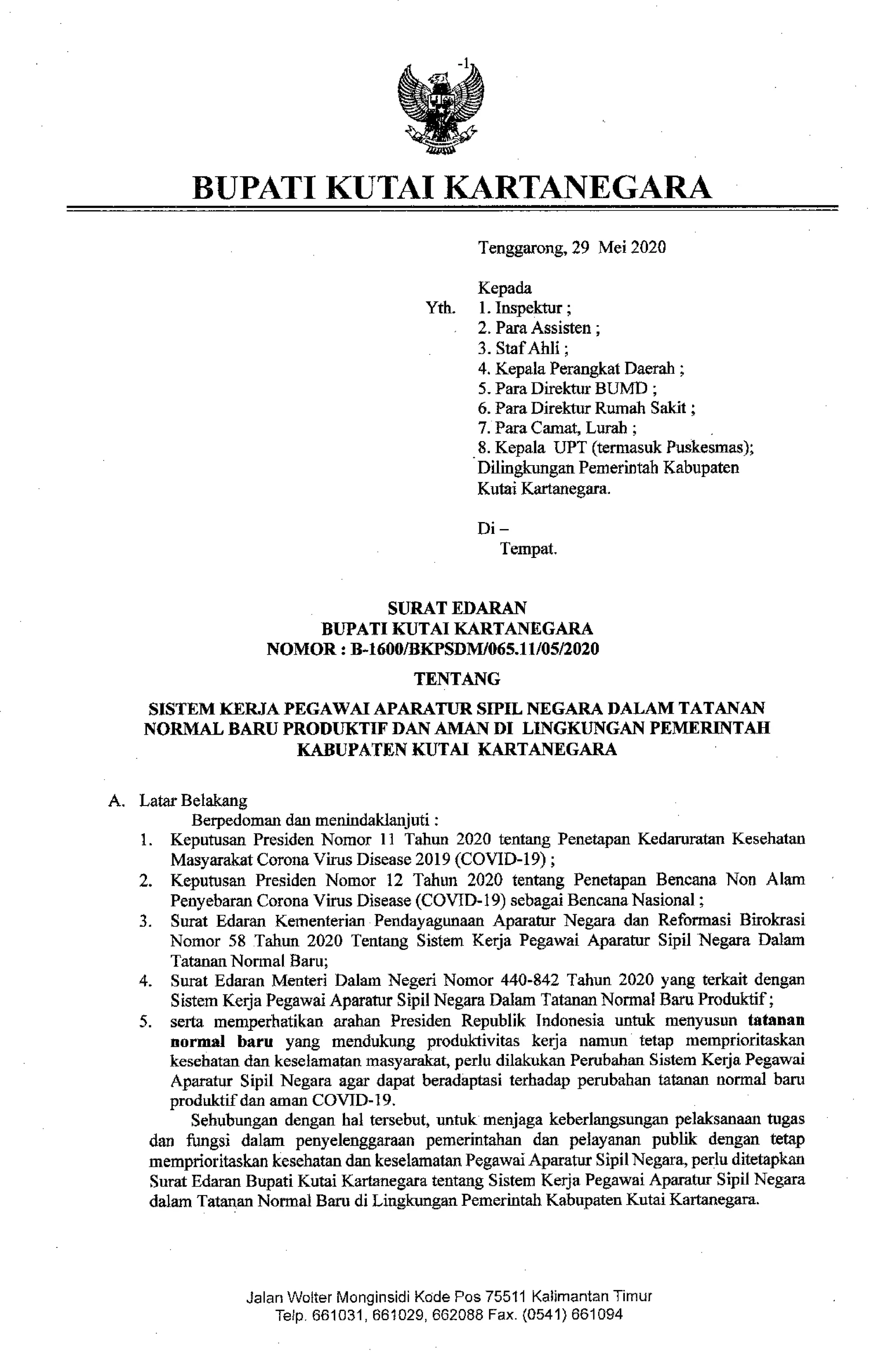 Sistem kerja asn_kutai_kartanegara_dalam_tatanan_normal_baru | PDF