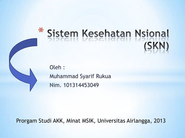Sistem kesehatan nsional (skn) | PPT
