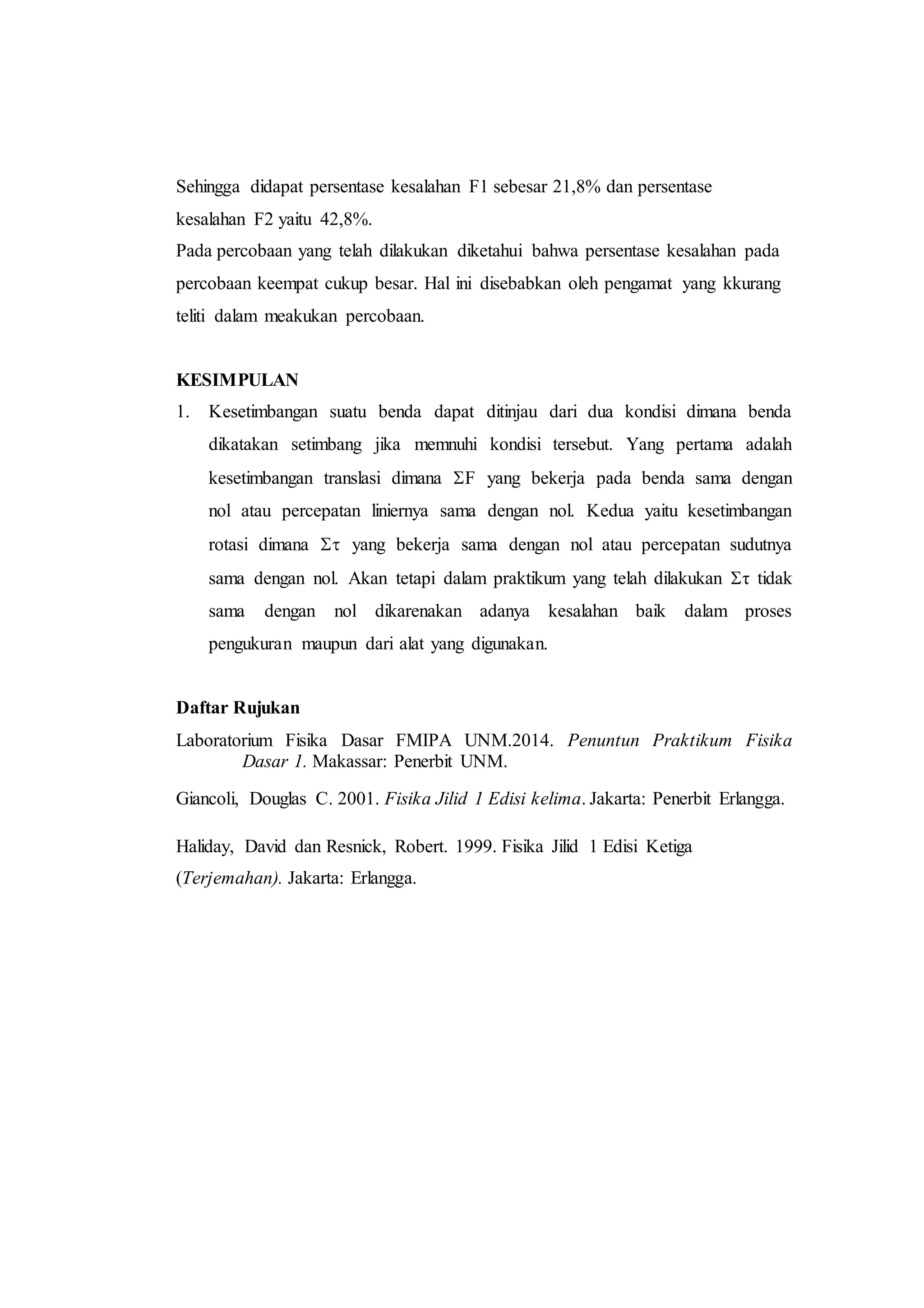 Sistem kesetimbangan gaya | DOCX