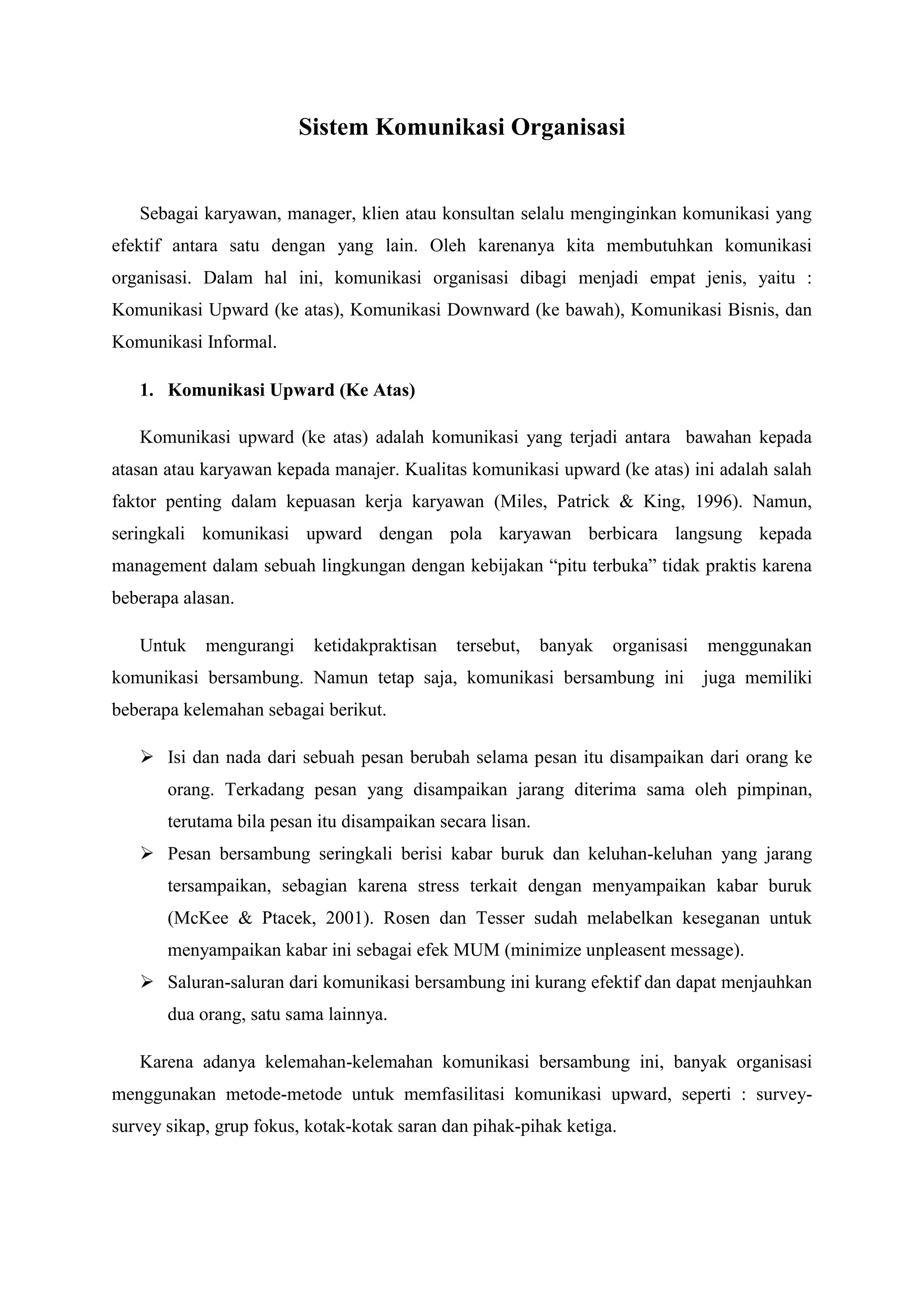 Sistem komunikasi organisasi | DOCX