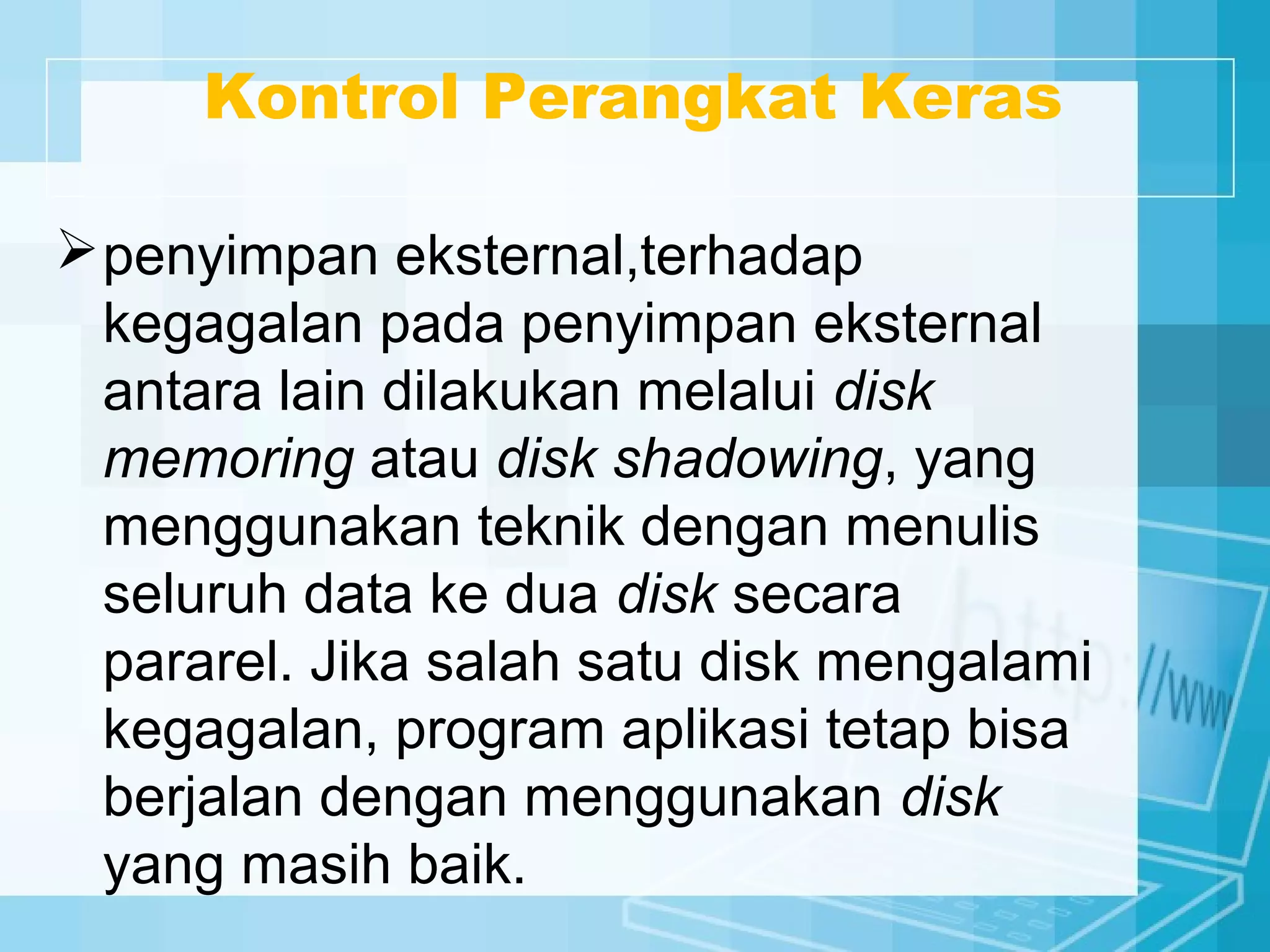Sistem kontrol, pengendalian & keamanan sistem | PPT