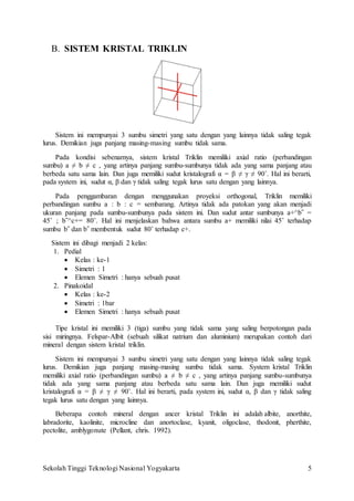 sistem kristal triklin | DOCX