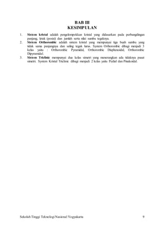 sistem kristal triklin | DOCX