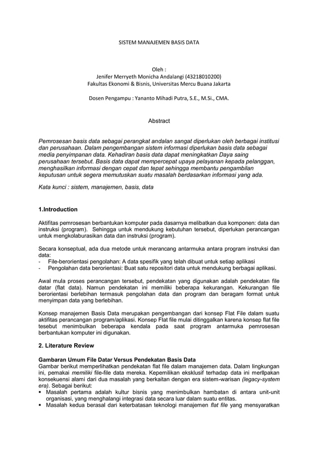 Sistem Manajemen Basis Data | PDF