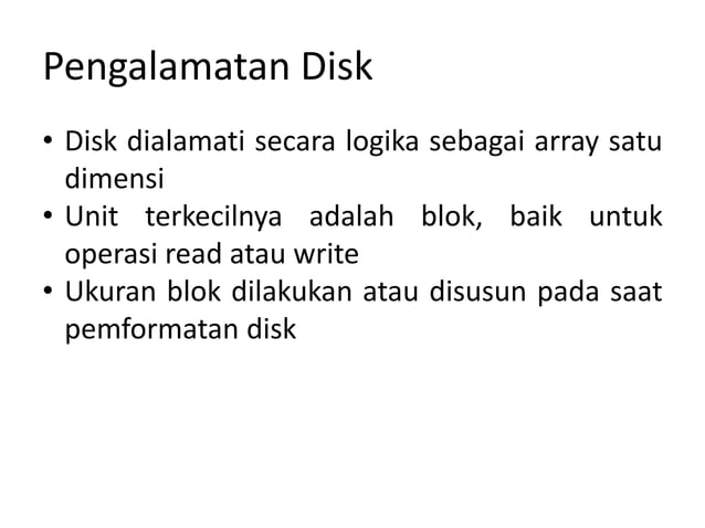 Sistem Operasi - 14 [Manajemen Disk] | PPTX