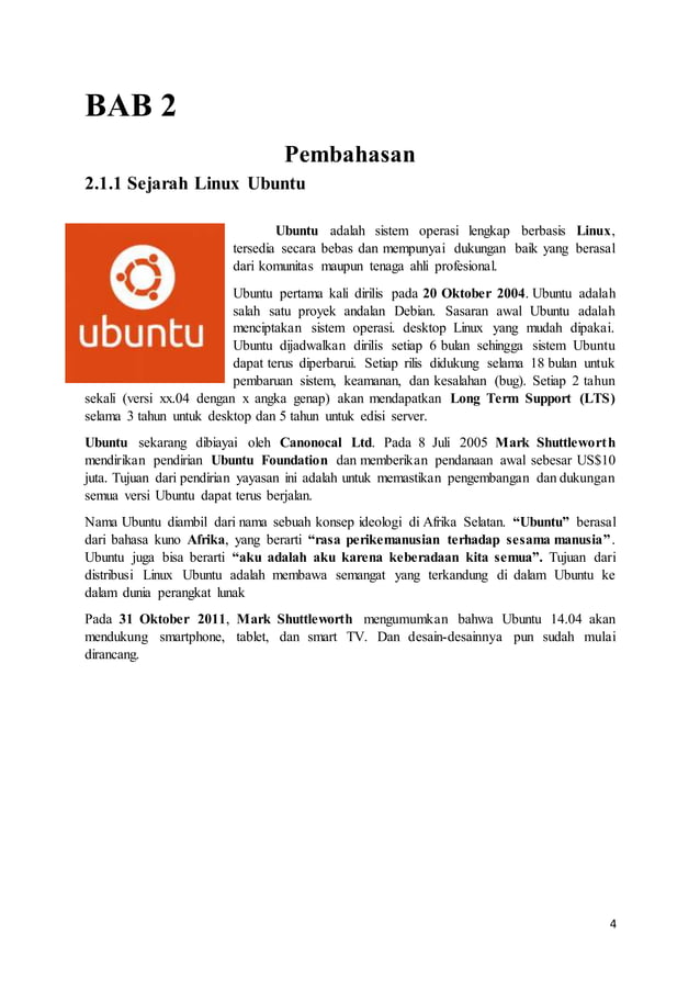 Sistem operasi : Makalah linux ubuntu | DOCX