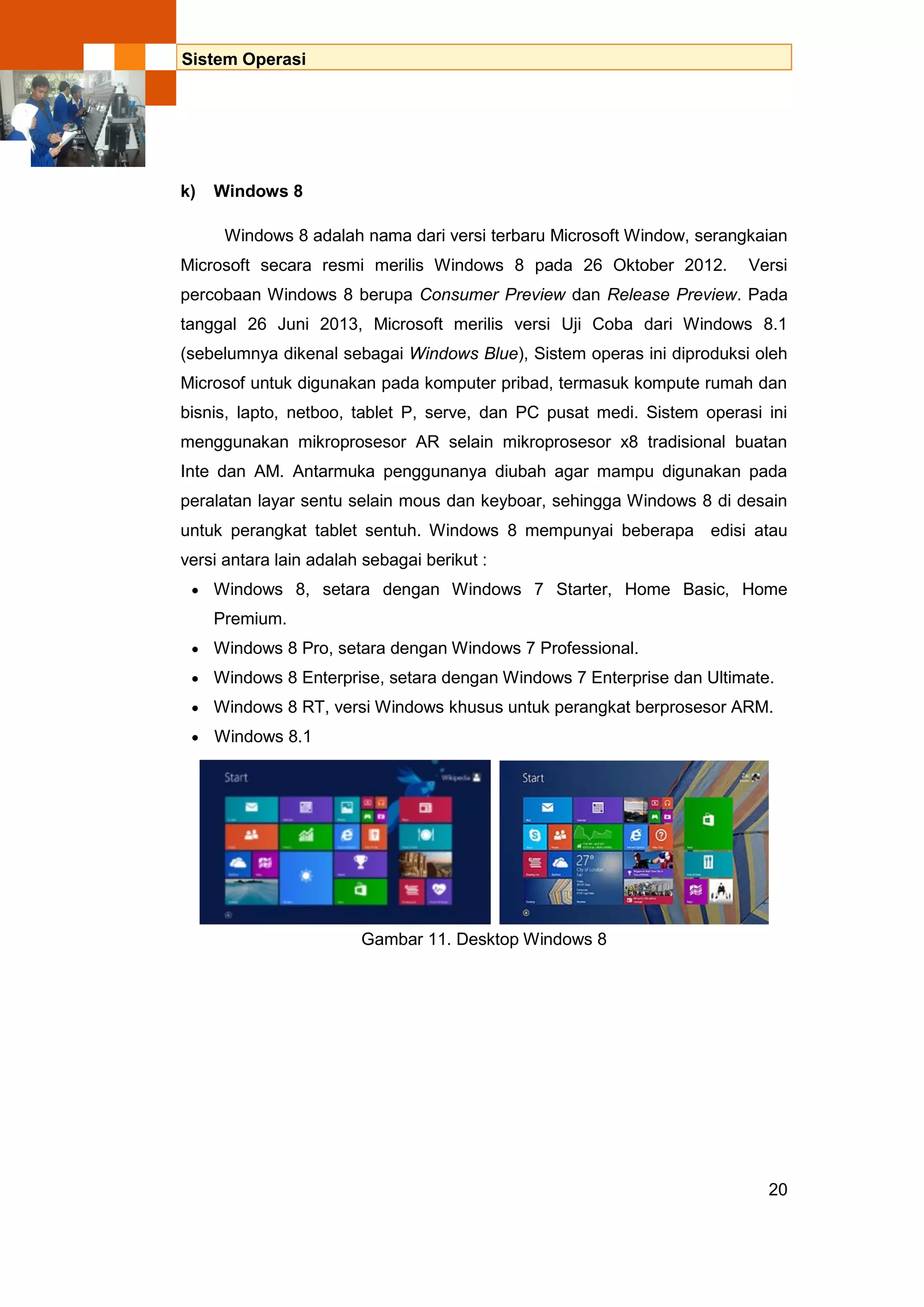 materi sistem oprasi windows semester 1 | PDF