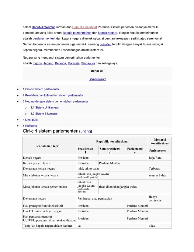 Sistem parlementer | PDF