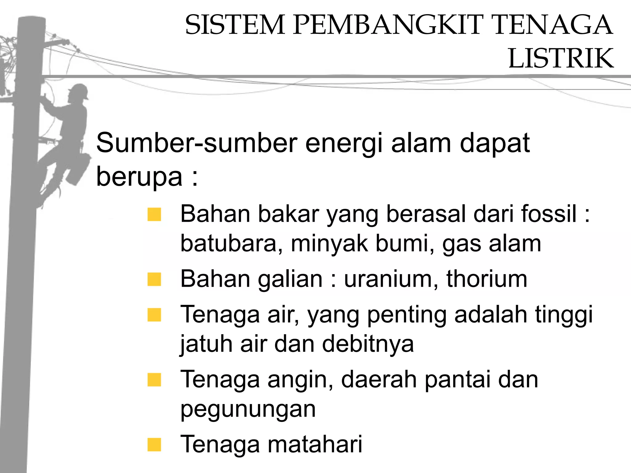 Sistem pembangkit tenaga listrik | PPT