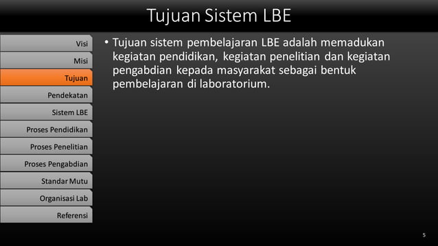 Sistem Pembelajaran LBE (lab based education) | PPT