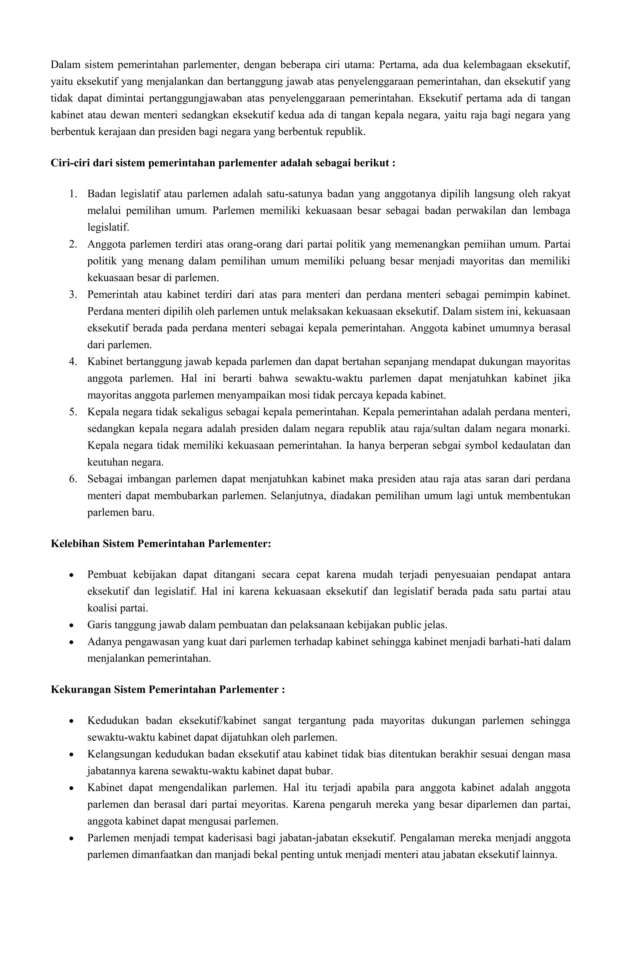 Sistem pemerintahan | DOCX