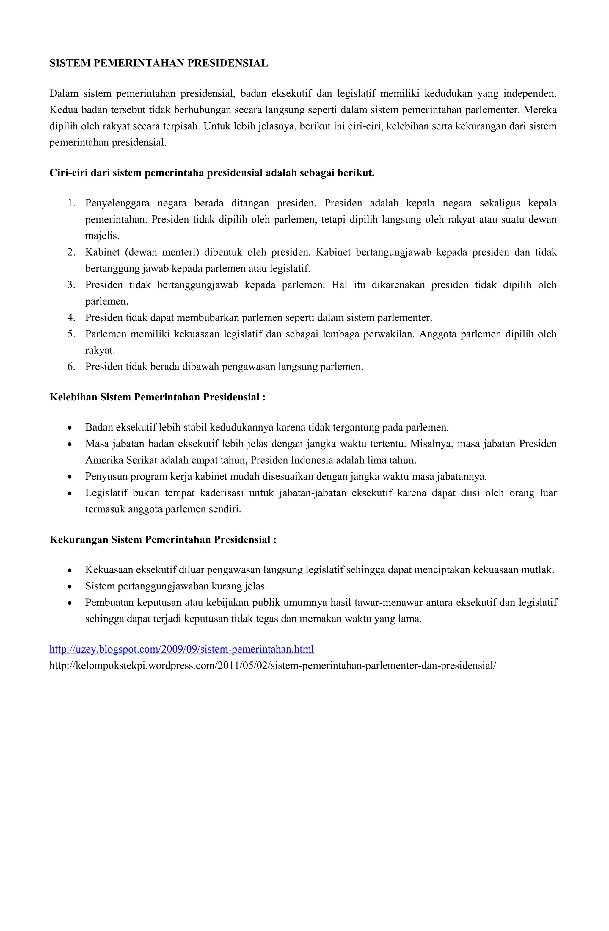 Sistem pemerintahan | DOCX