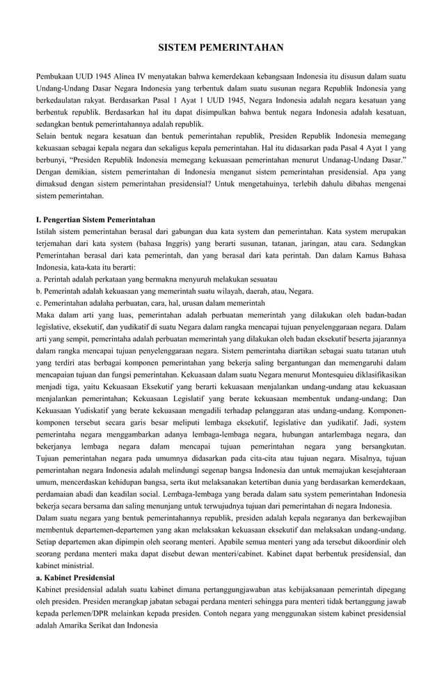 Sistem pemerintahan | DOCX