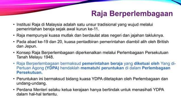 Sistem pemerintahan negara (Demokrasi Berparlimen Raja Berperlembagaan) | PPTX