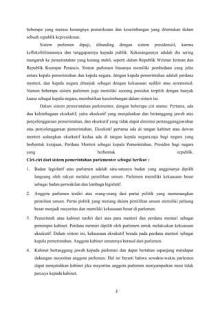 Sistem pemerintahan parlementer vs sistem pemerintahan presidensial | PDF