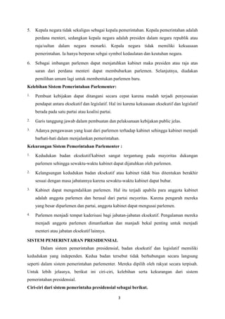 Sistem pemerintahan parlementer vs sistem pemerintahan presidensial | PDF