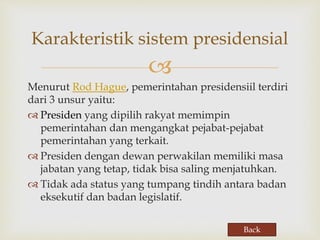 Sistem pemerintahan presidensial | PPTX