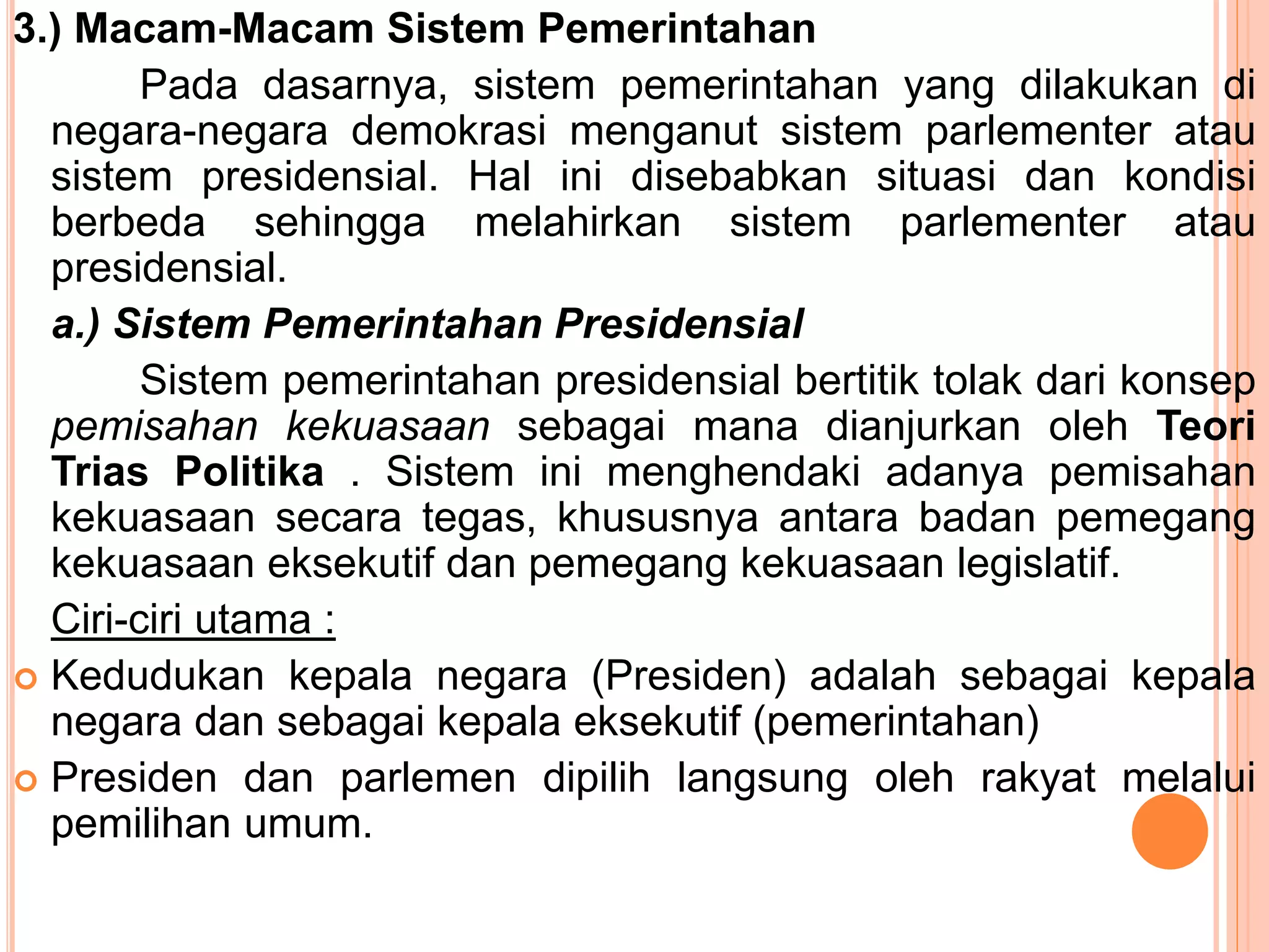 Sistem pemerintahan presidensial dan parlementer | PPTX