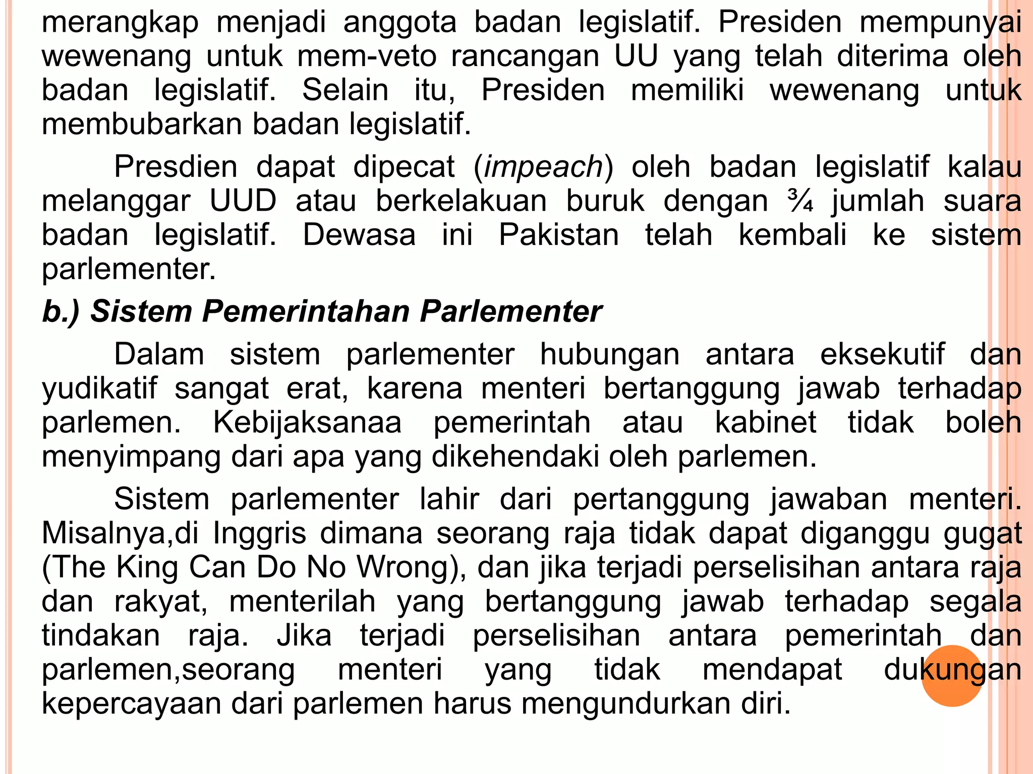 Sistem pemerintahan presidensial dan parlementer | PPTX