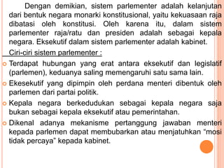 Sistem pemerintahan presidensial dan parlementer | PPTX
