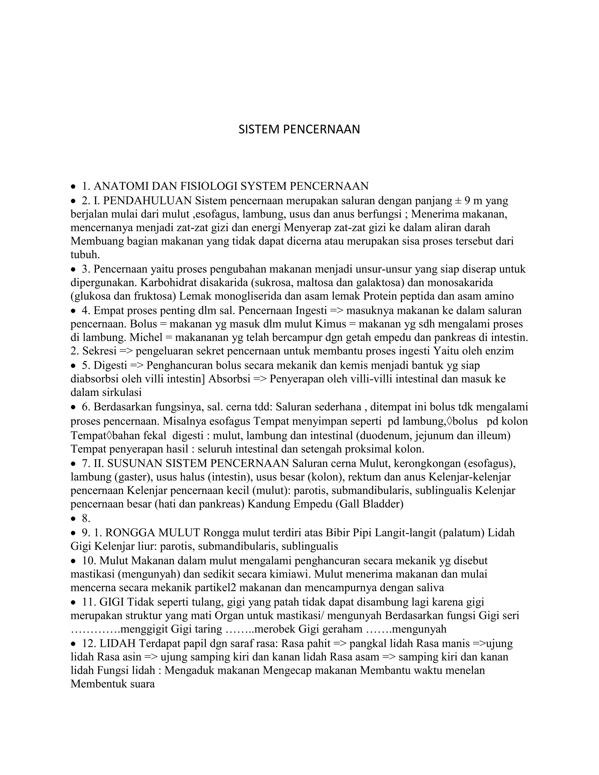Sistem pencernaan | DOCX