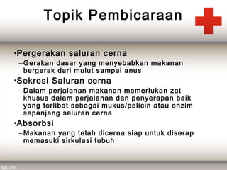 Sistem pencernaan (fungsi & pergerakan saluran cerna) 3 | PPT