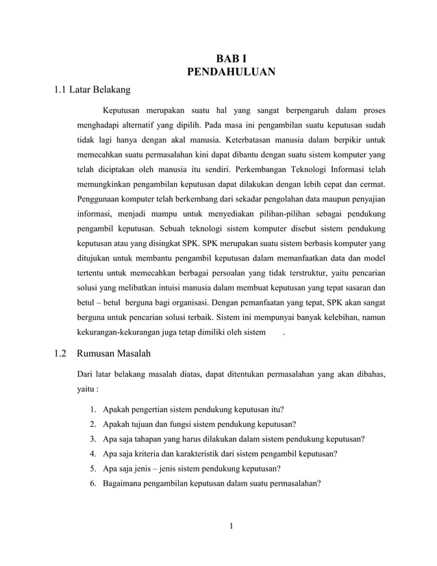 Sistem Pendukung Keputusan (SPK) | PDF