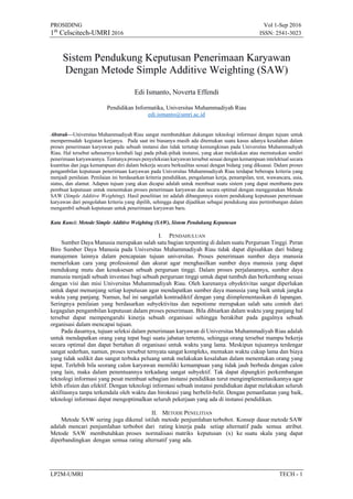 Sistem Pendukung Keputusan Penerimaan Karyawan Dengan Metode Simple Additive Weighting (SAW) | PDF