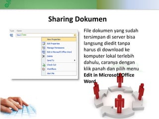 Sistem Pengelolaan Dokumen Menggunakan Sharepoint | PPTX
