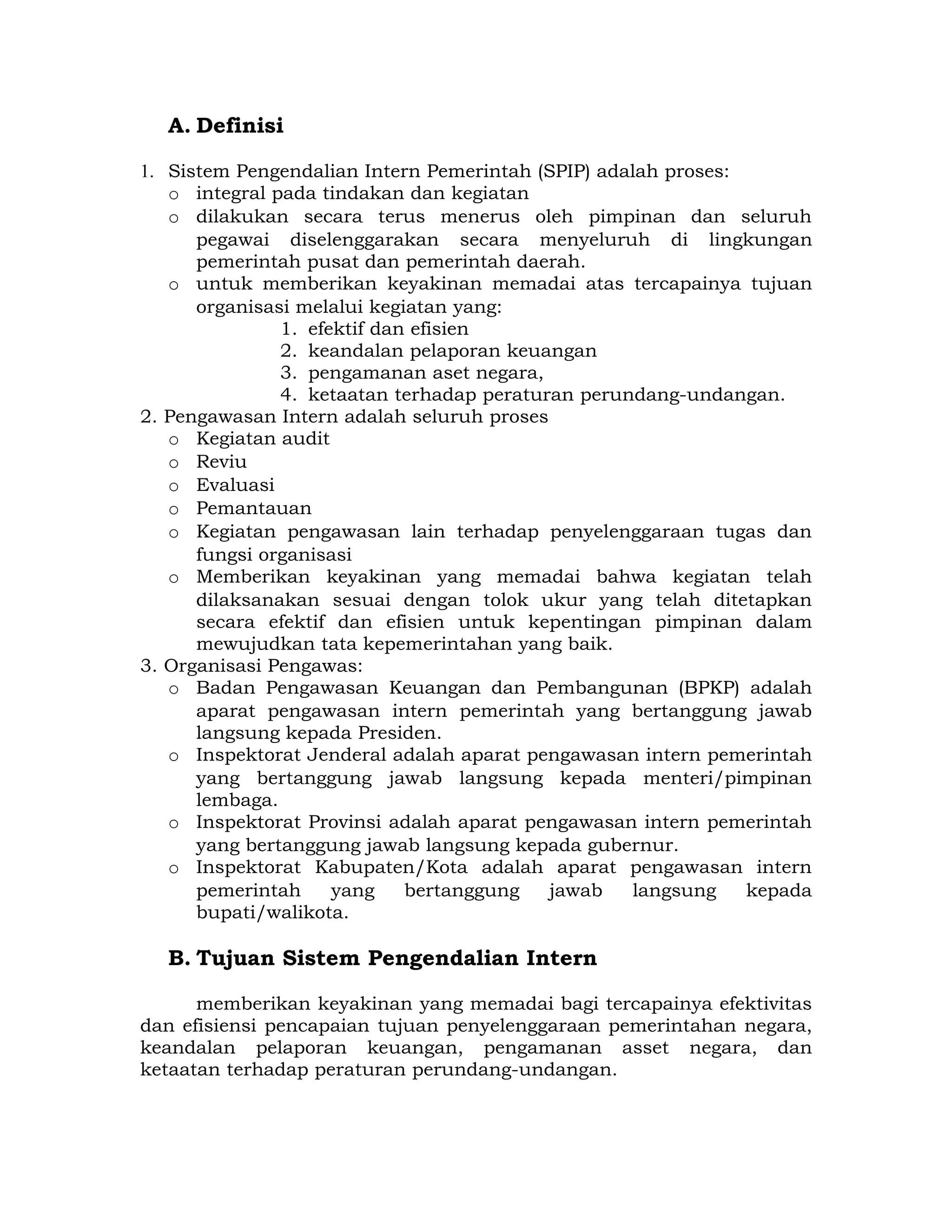 Sistem pengendalian intern pemerintah | DOC