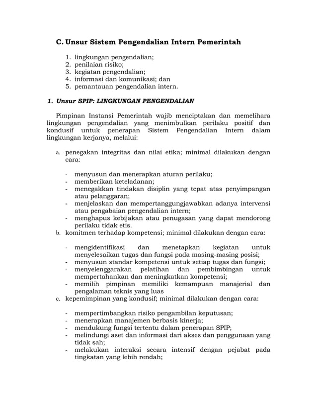 Sistem pengendalian intern pemerintah | DOC
