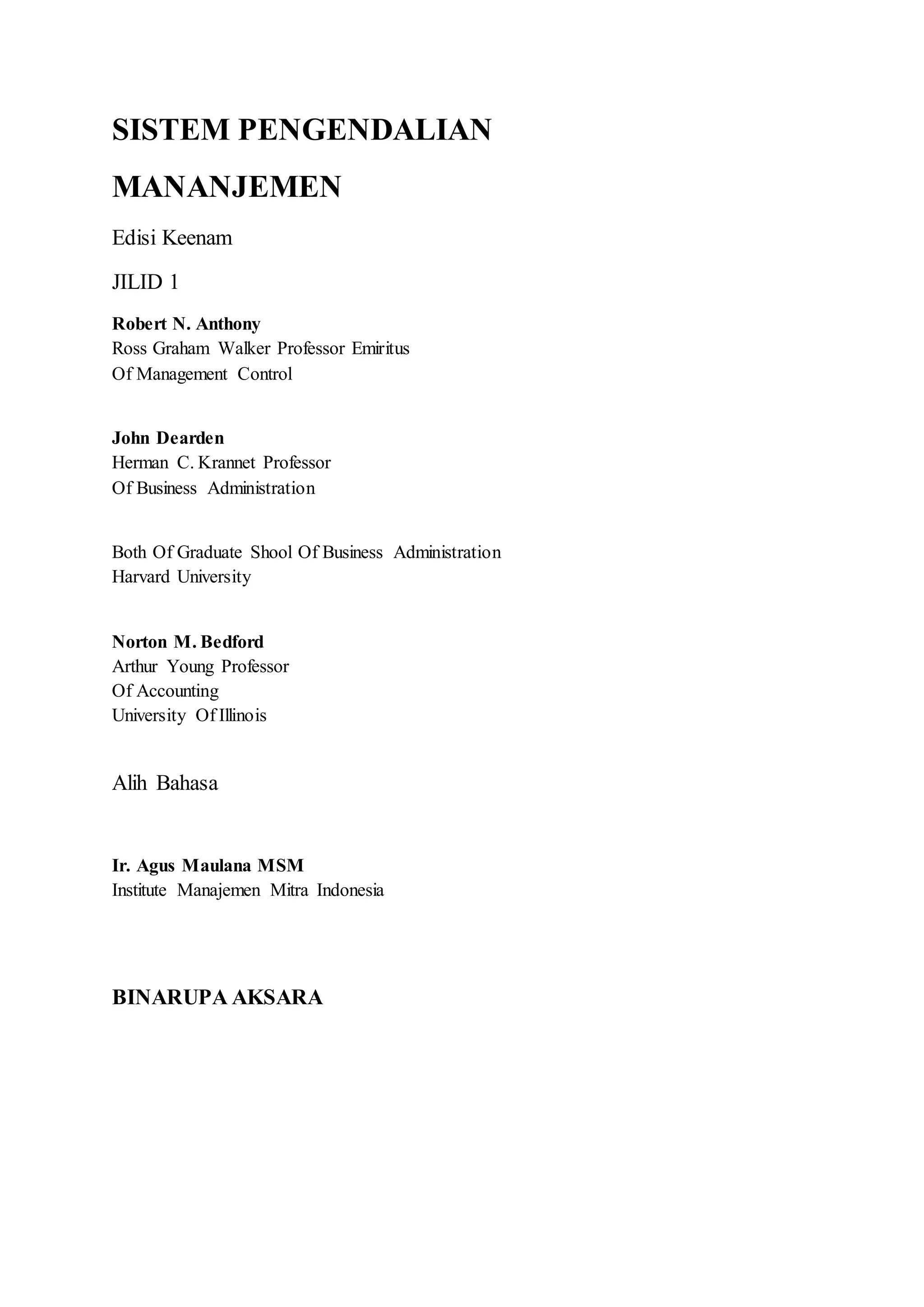 Sistem pengendalian manajemen for merge | PDF