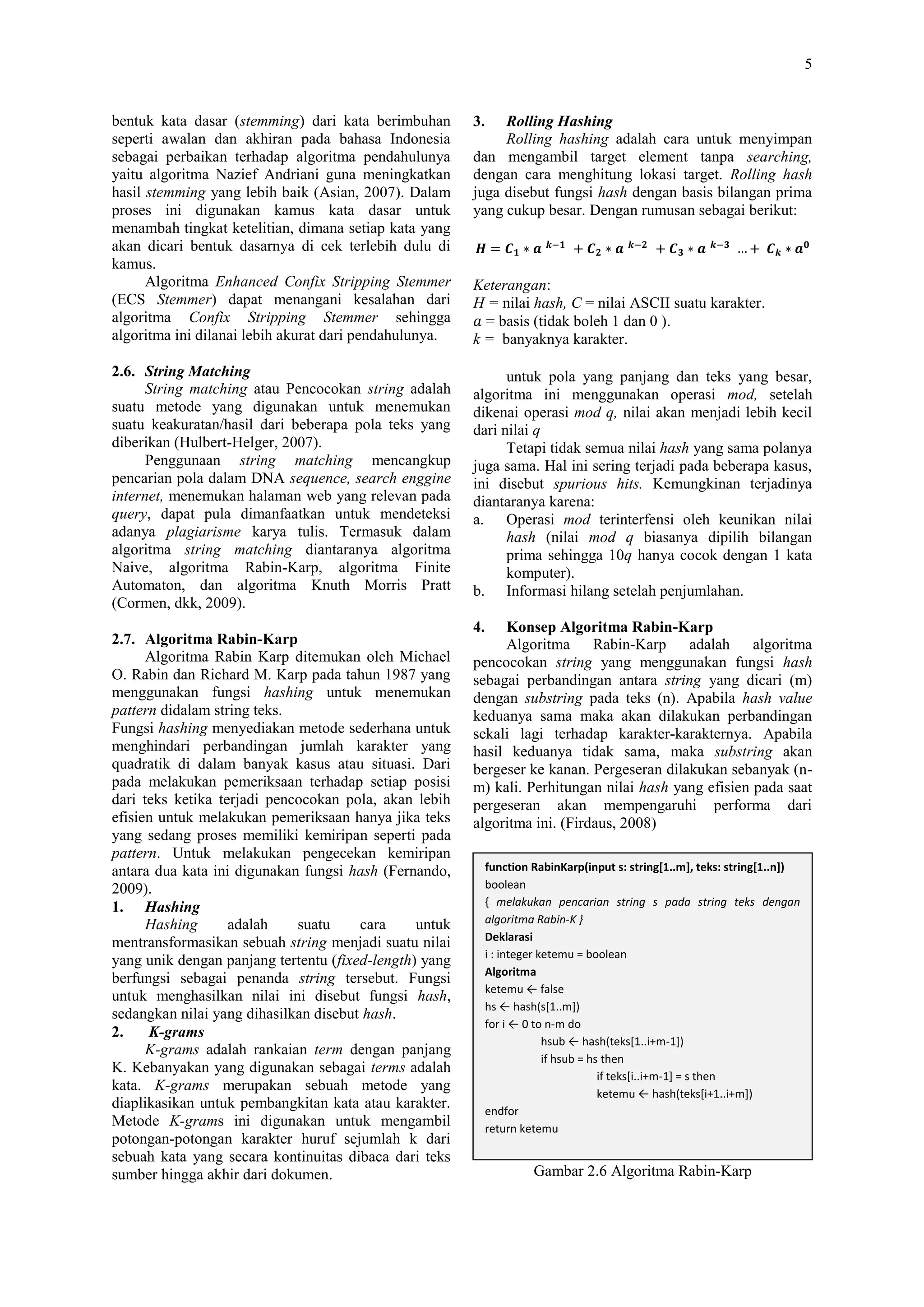 Sistem pengukuran tingkat similaritas dokumen dengan Algoritma Rabin ...