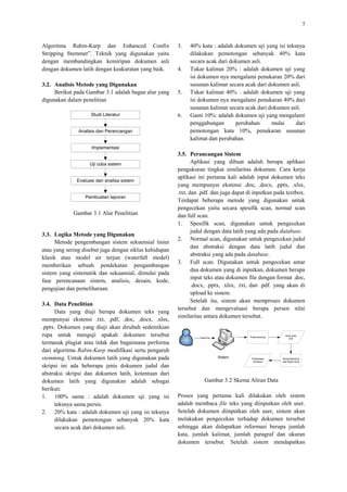 Sistem pengukuran tingkat similaritas dokumen dengan Algoritma Rabin-Karp dan Enhanced Confix ...