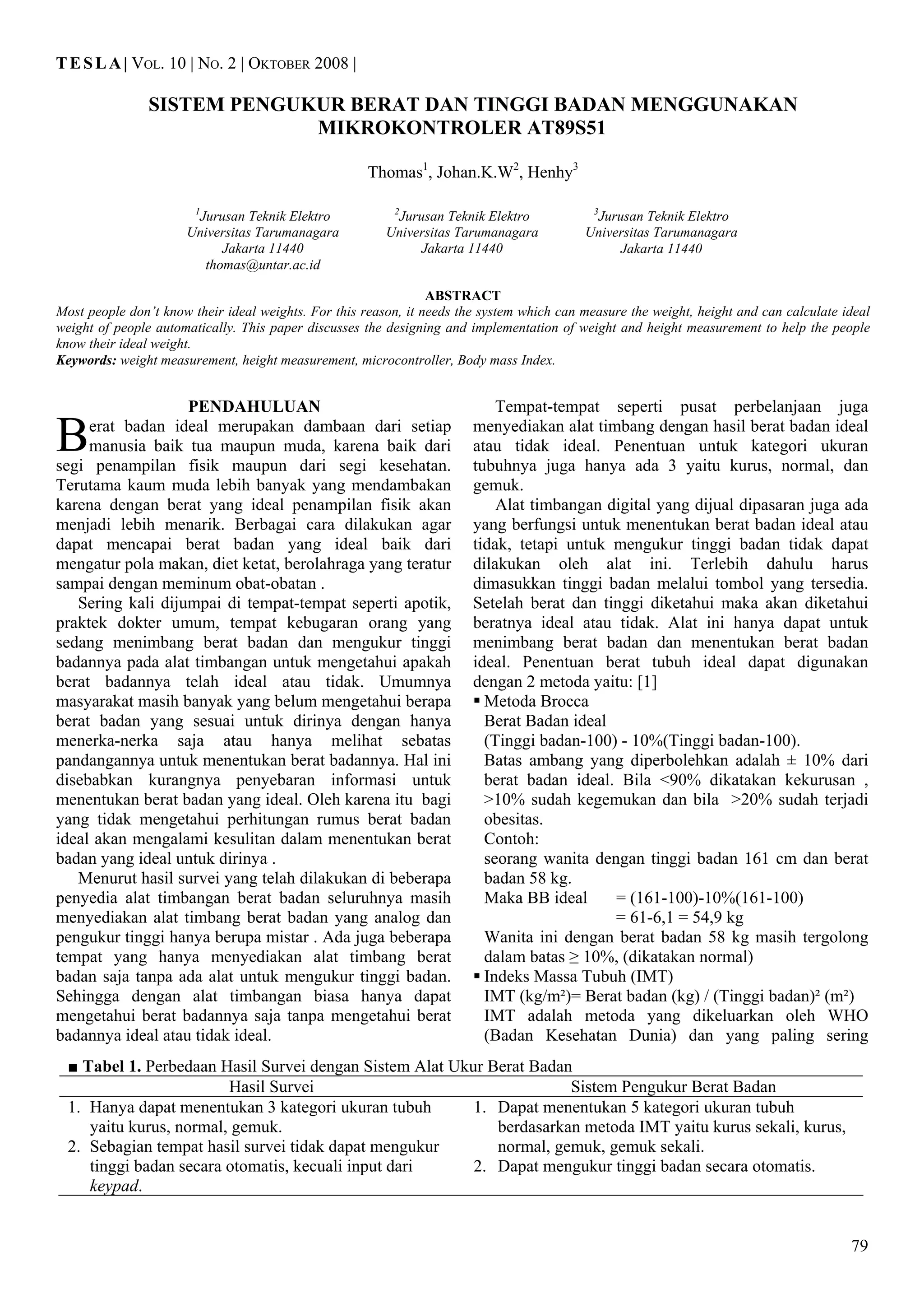 Sistem pengukur tinggi badan dan berat badan | PDF