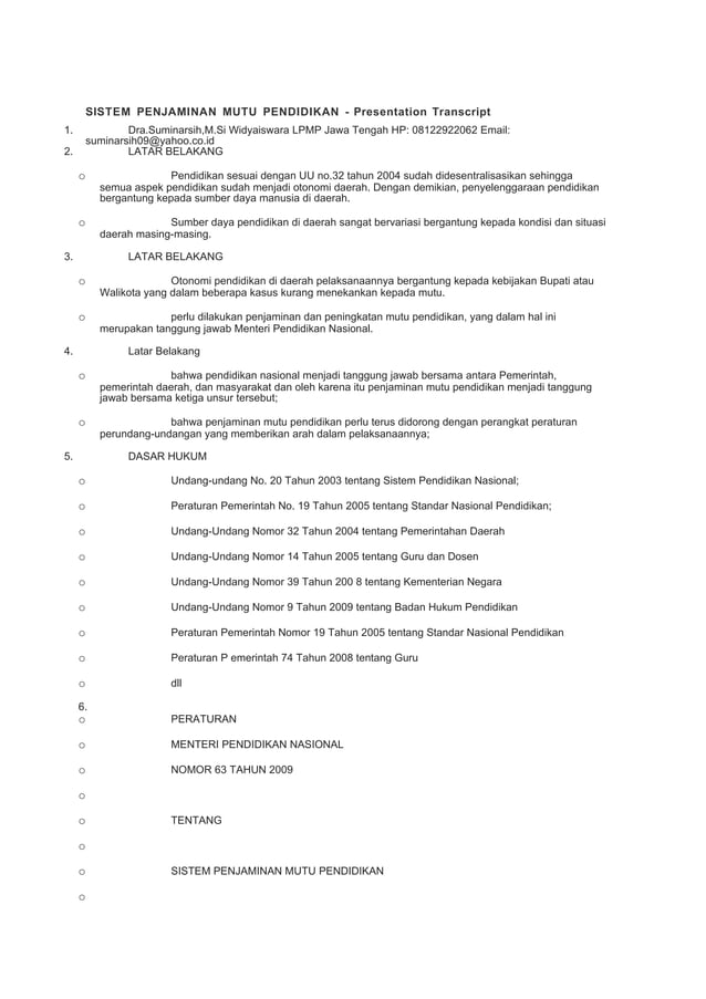 Sistem penjaminan mutu pendidikan | DOC
