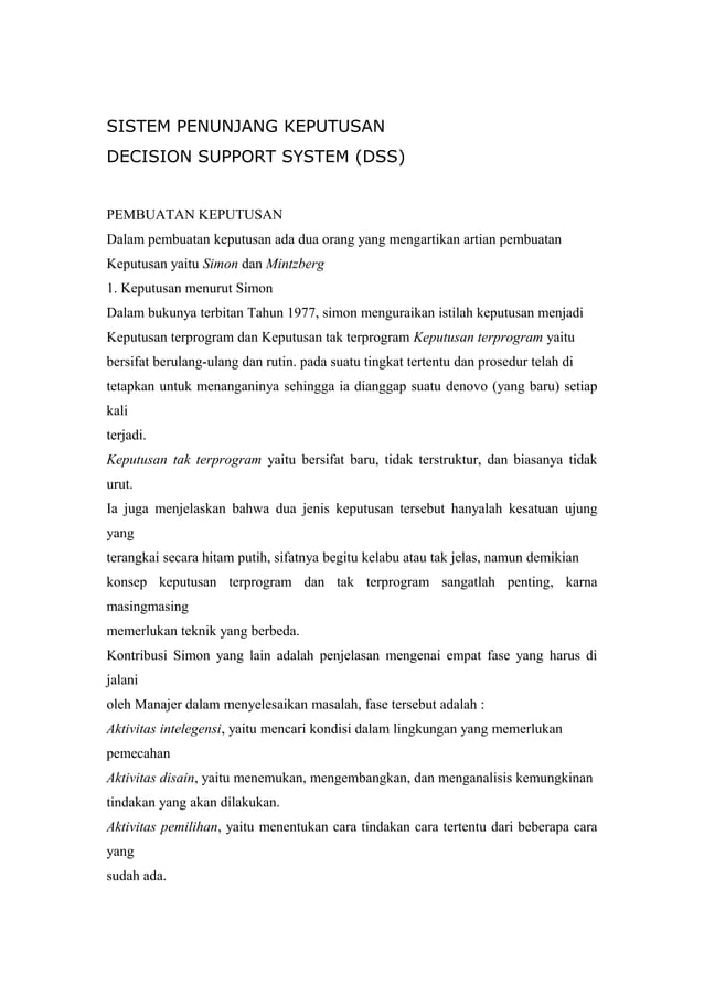 Sistem penunjang keputusan by mardi | PDF