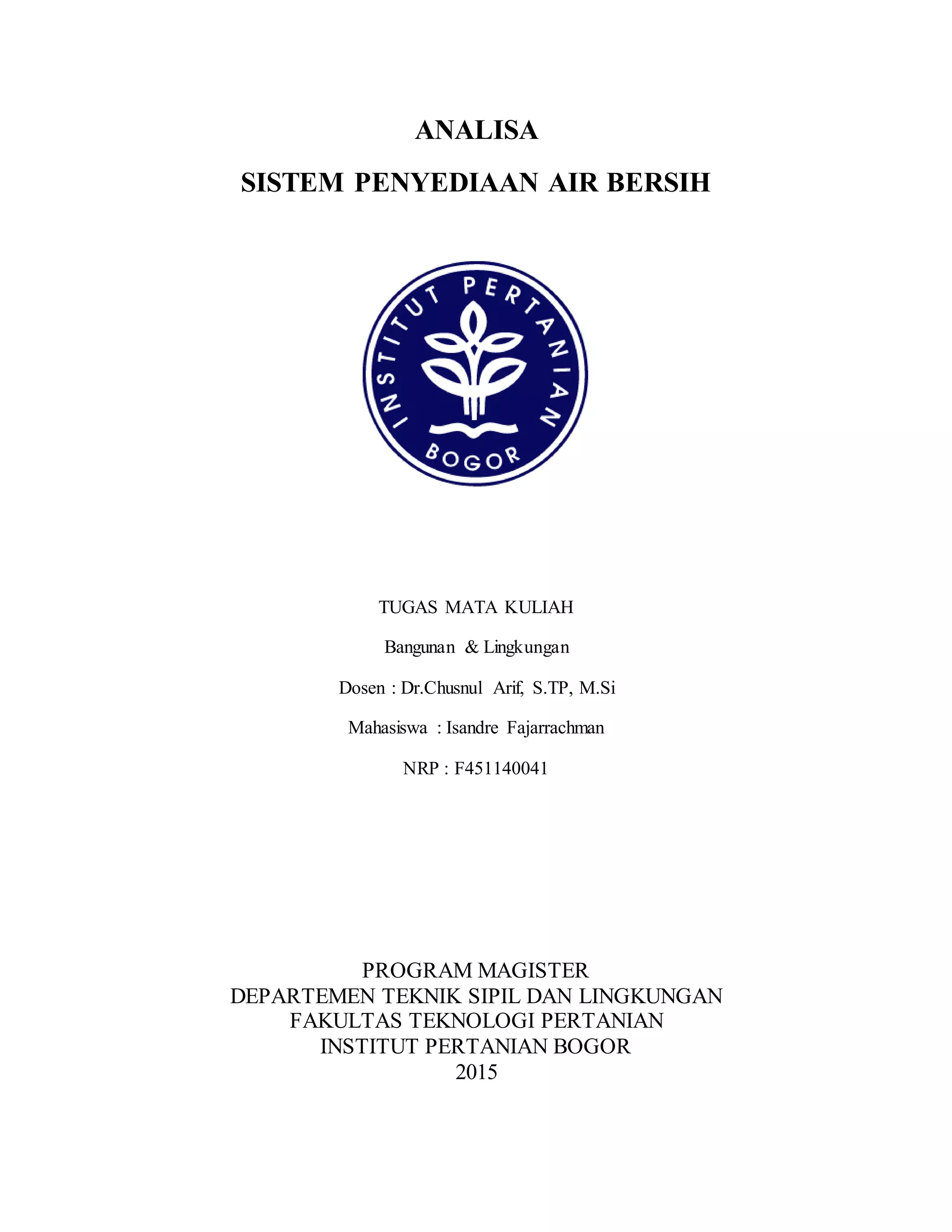Sistem penyediaan air bersih | DOCX