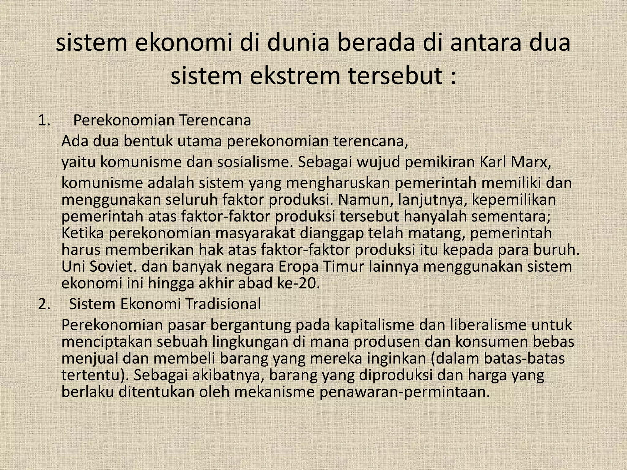 Sistem perekonomian indonesia.............. | PPT