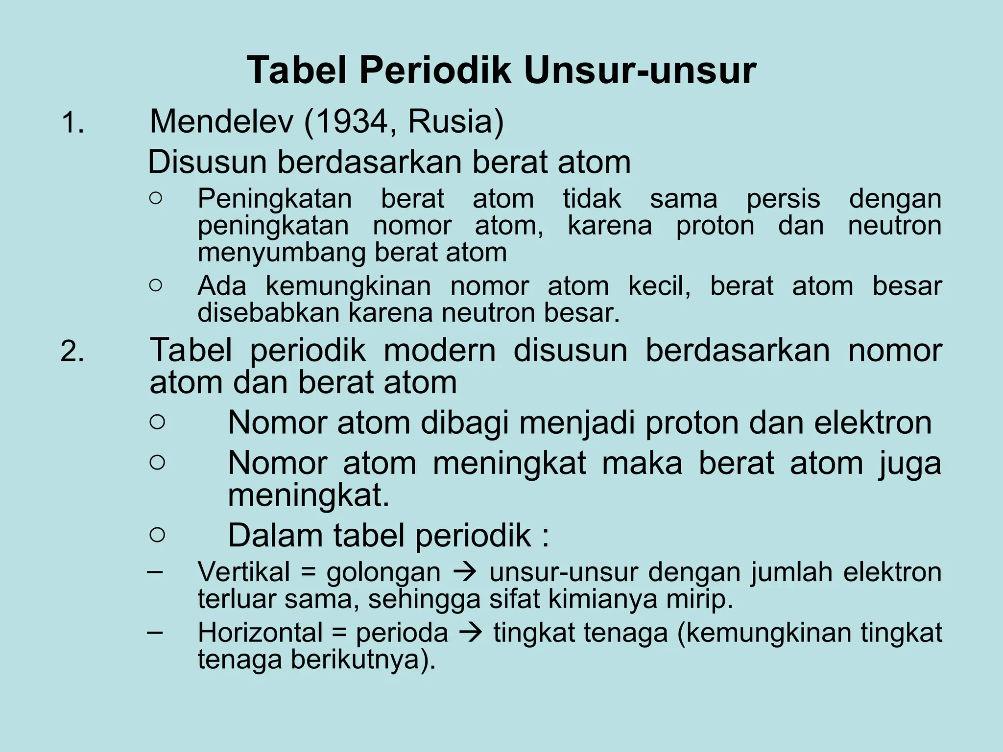 Sistem Periodik unsur kimia dan sejarah tabel tabel periodik unsur ...