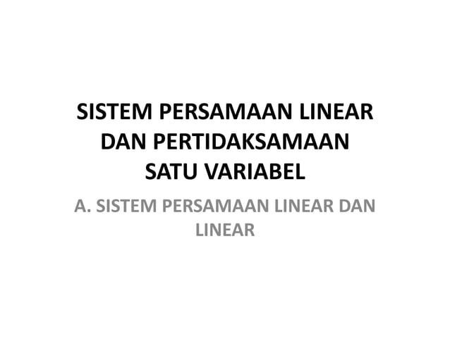 Sistem persamaan linear | PPT