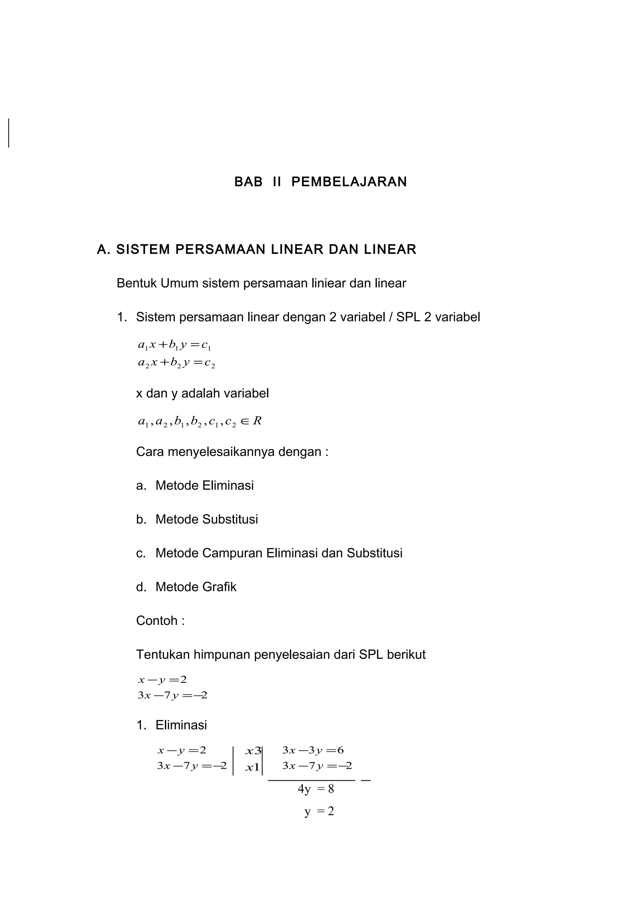 Sistem persamaan linear | DOC