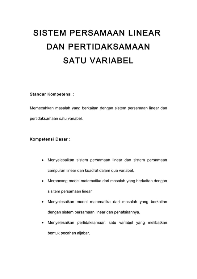 Sistem persamaan linear | PDF