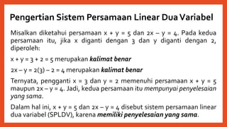 Sistem Persamaan Linear Dua Variabel | PDF