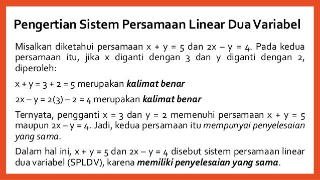 Sistem Persamaan Linear Dua Variabel