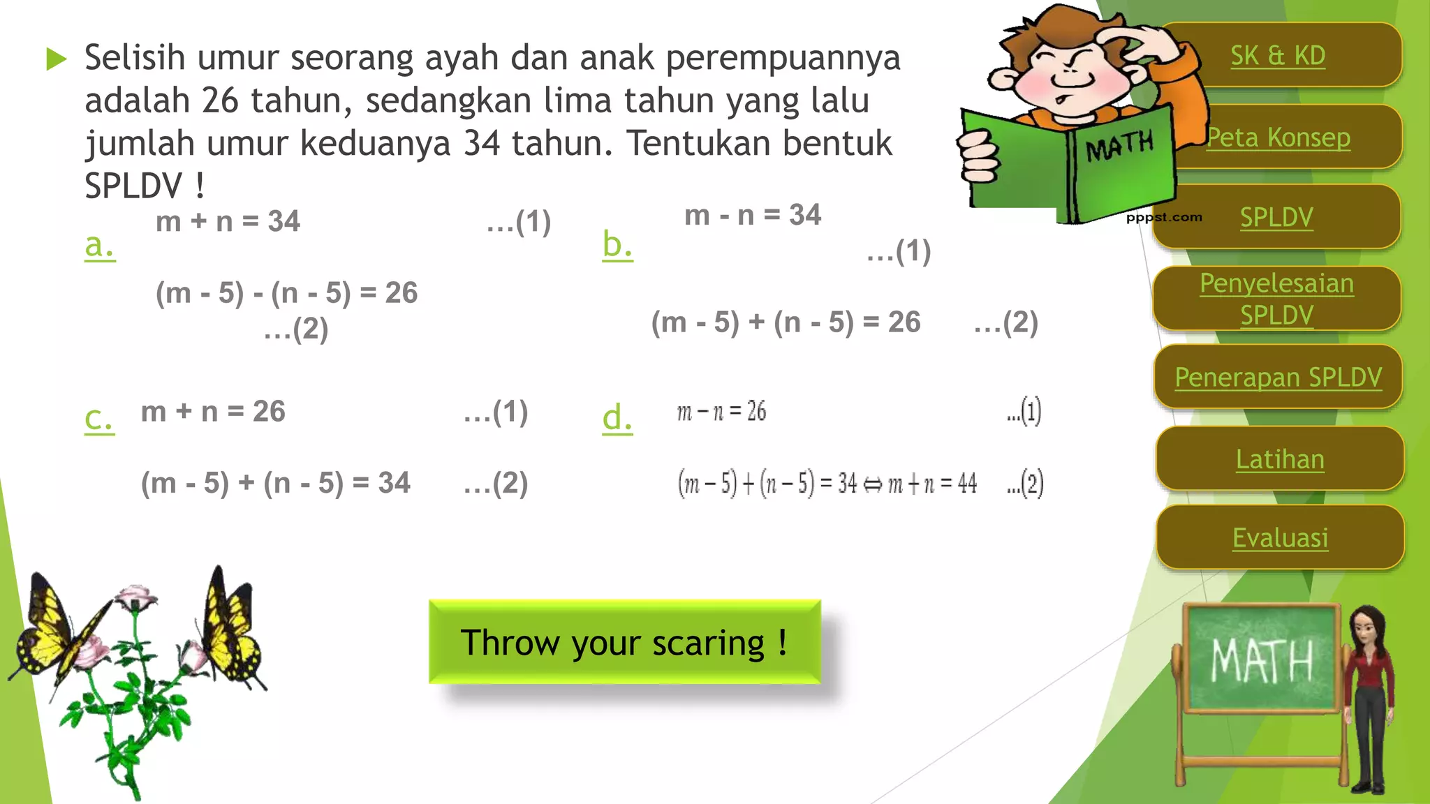 Sistem persamaan linear dua variabel (spldv) | PPTX