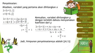 Sistem persamaan linear dua variabel (spldv) | PPTX